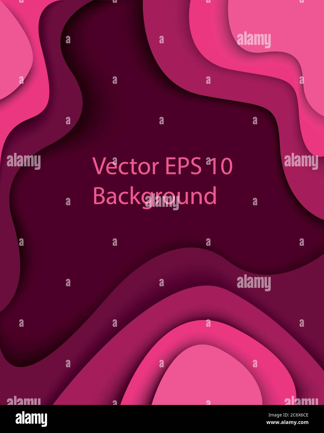 Pink purple waves paper cut modern abstract background with curved ...