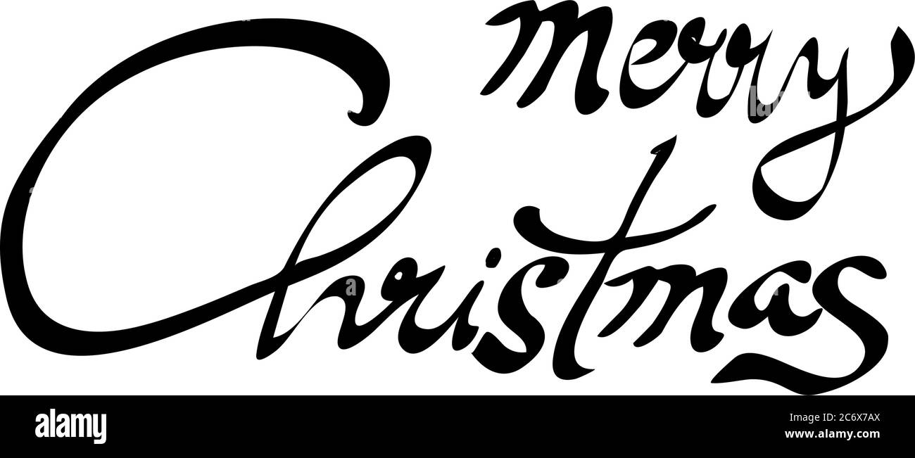 Merry Christmas Hand Lettering Calligraphy Isolated On White Vector
