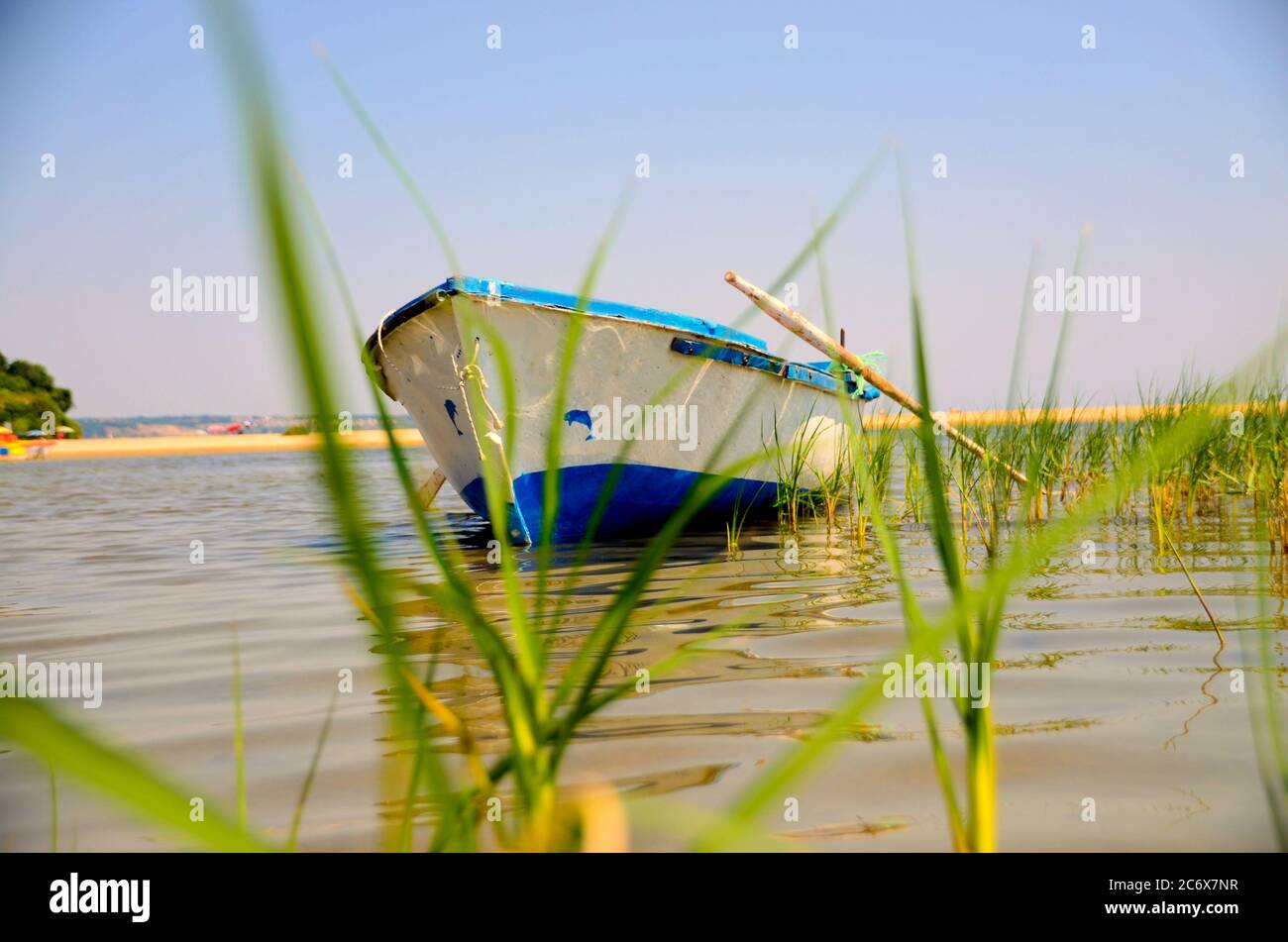 Wooden old traditional blue water sea river seascape hi-res stock ...