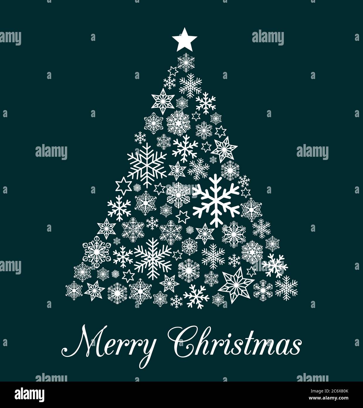 Merry Christmas greeting card with triangle christmas tree made from ...