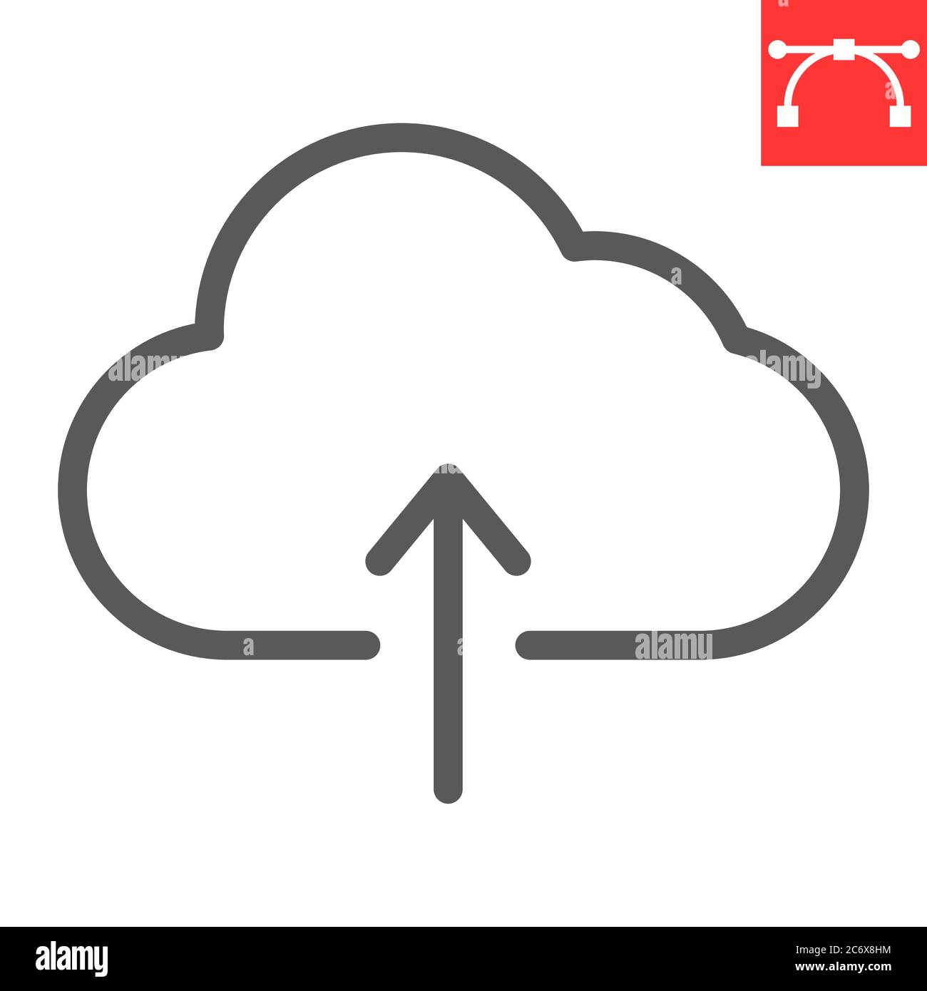 Cloud upload line icon, ui and button, computing sign vector graphics, editable stroke linear ...