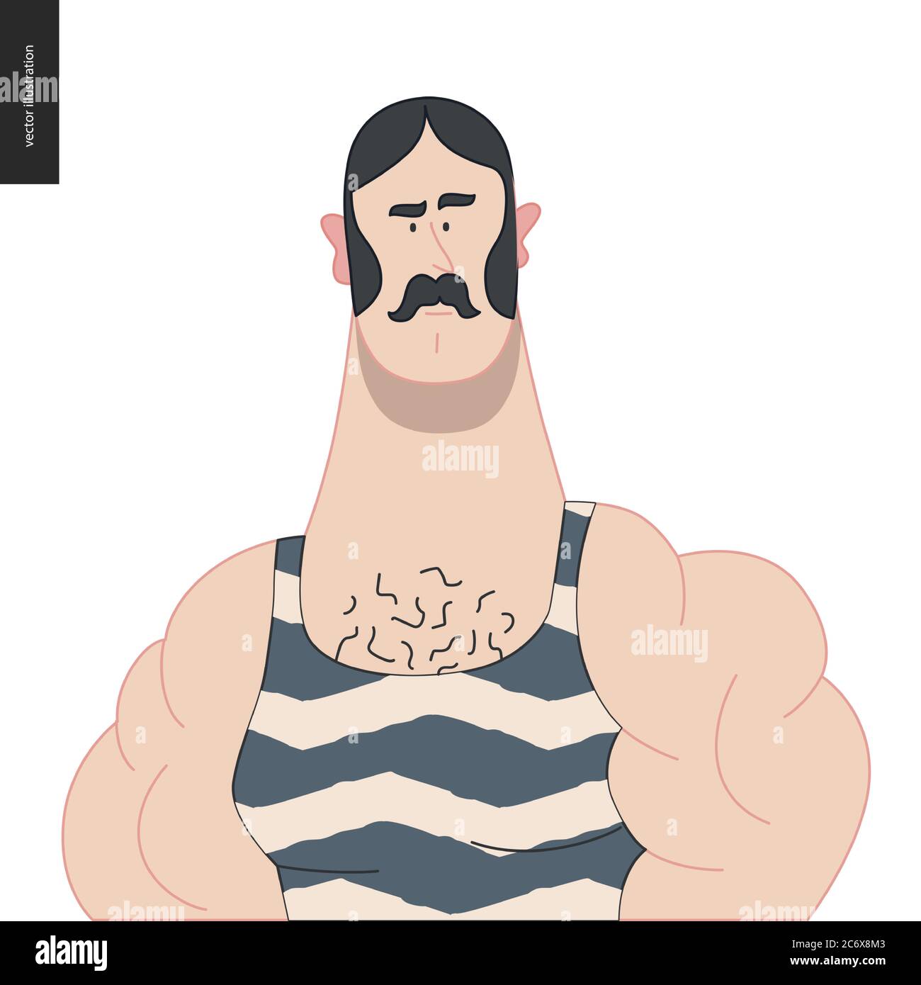 Cartoon mustache muscle man hi-res stock photography and images - Alamy