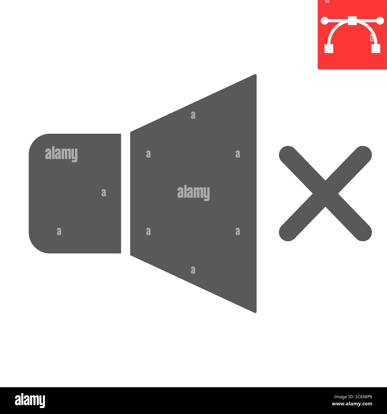 Mute glyph icon, ui and button, silent sign vector graphics, editable ...