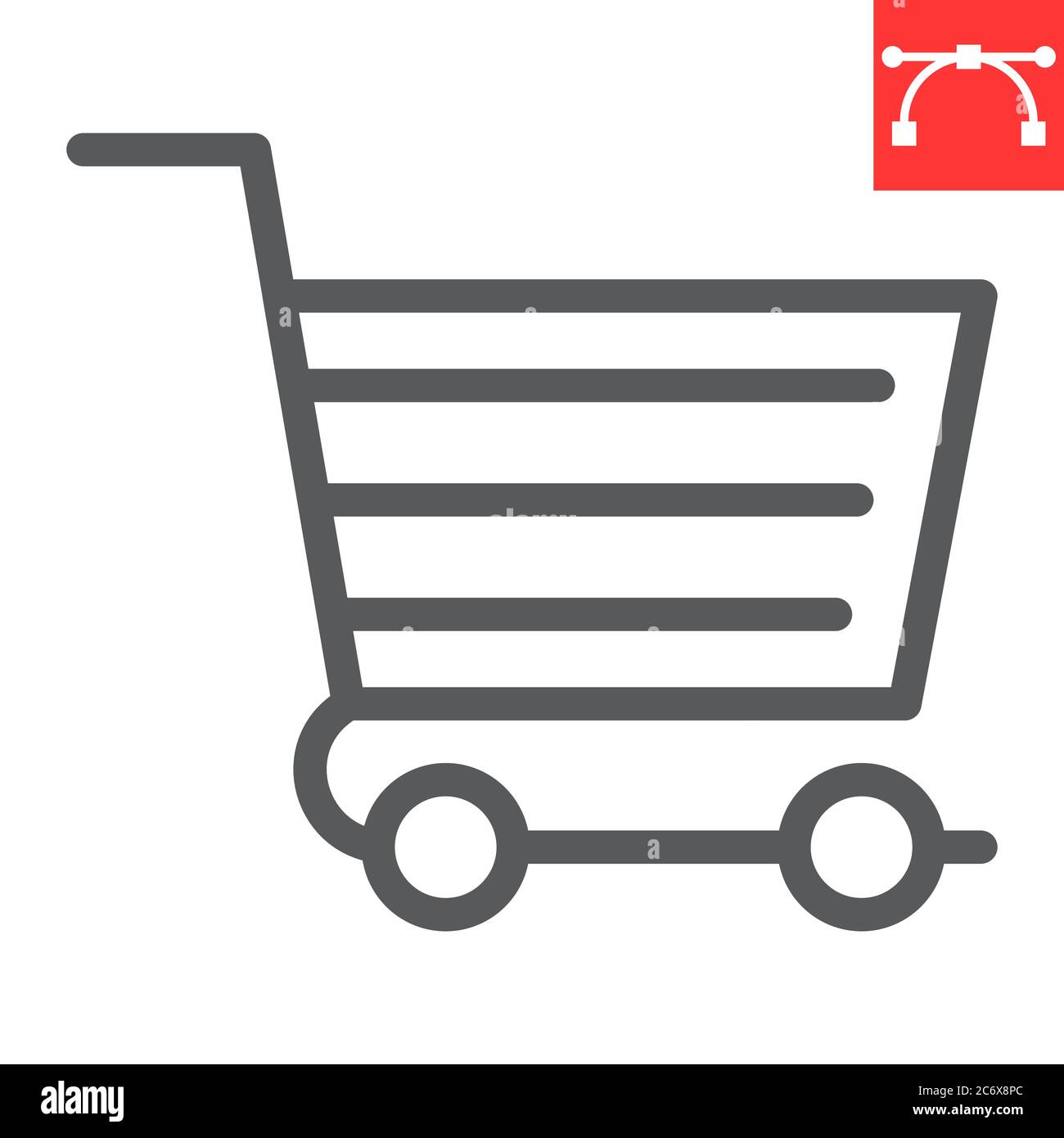 Shopping cart line icon, ui and button, shop cart sign vector graphics ...