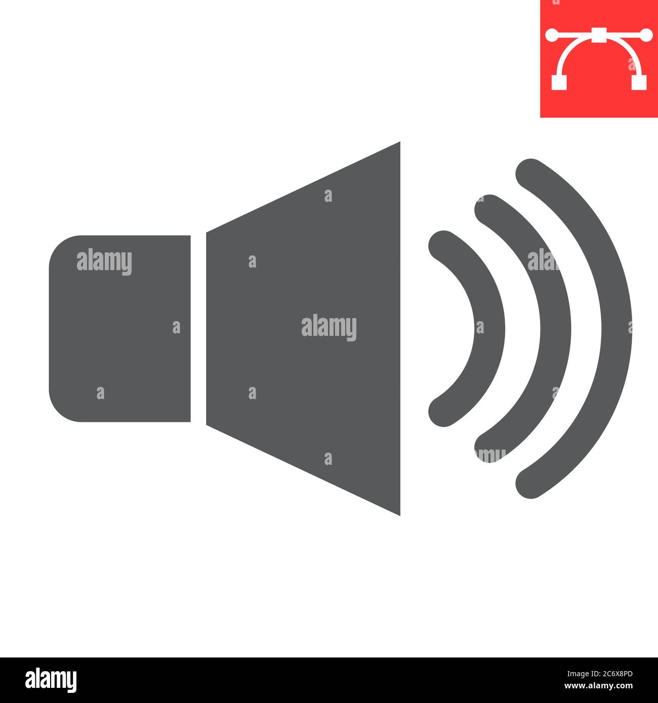 Speaker volume glyph icon, ui and button, sound volume sign vector ...