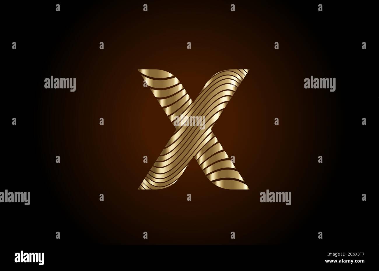 X yellow alphabet letter logo icon for company. Metallic gold line ...