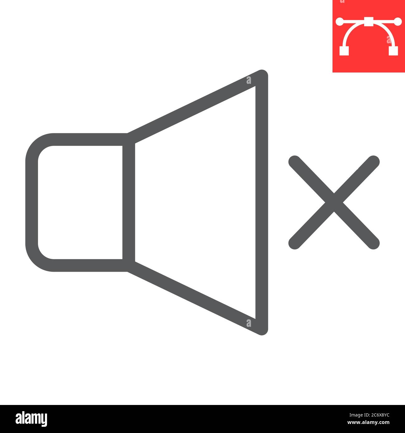 Mute line icon, ui and button, silent sign vector graphics, editable ...