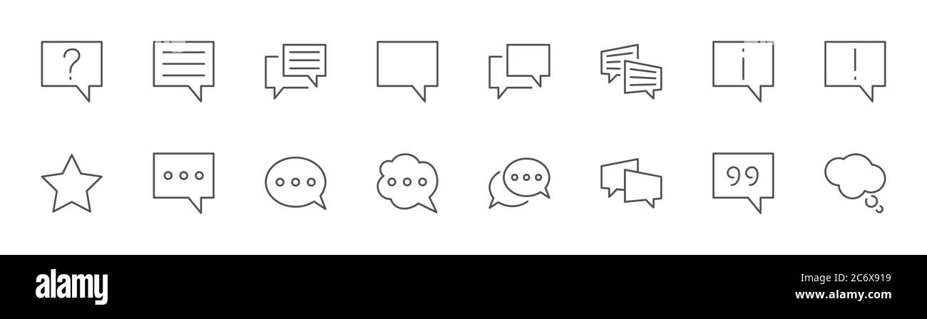 Speech Bubble Chat Vector Lines Icons. Editable Stroke Stock Vector ...
