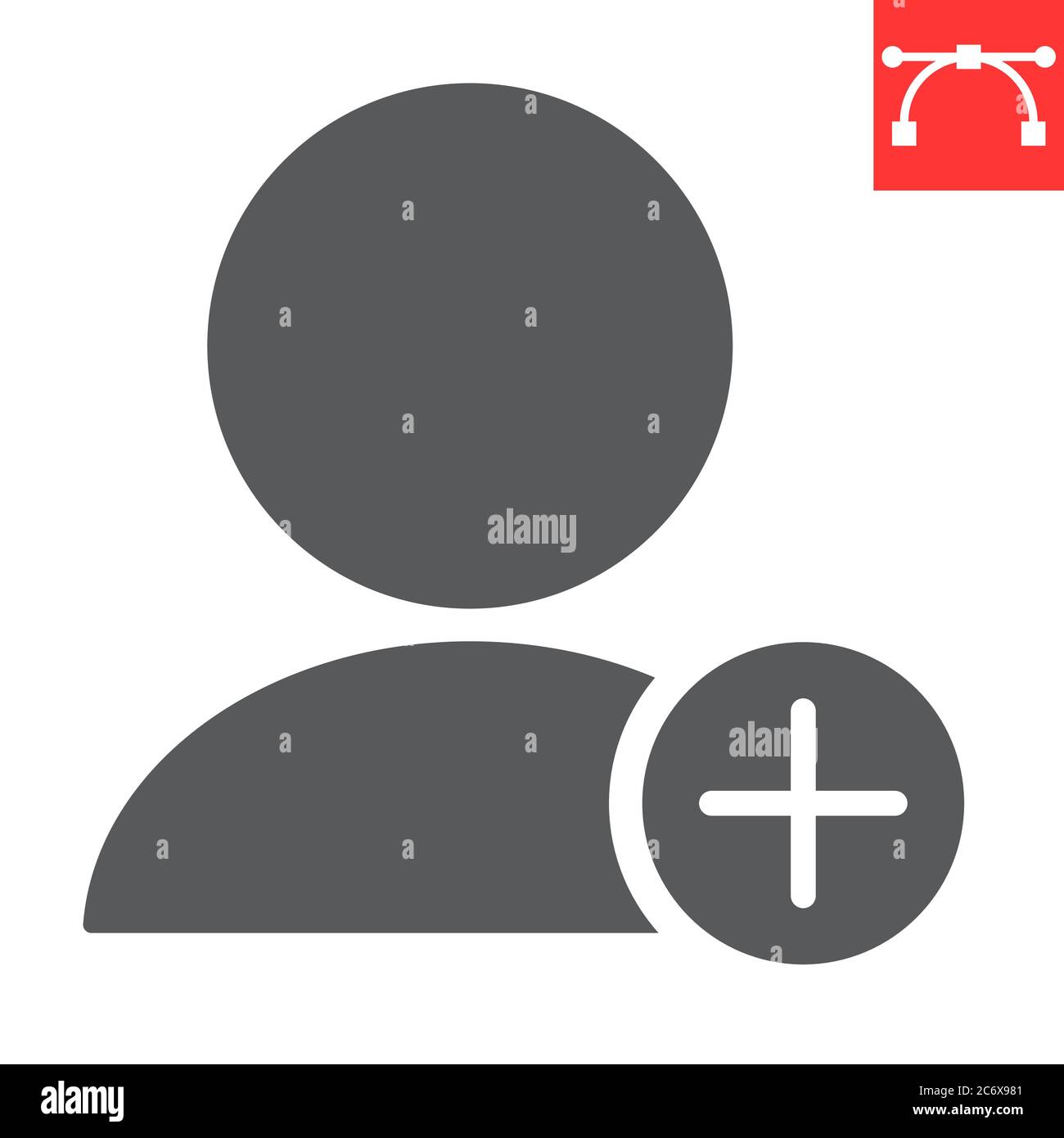 Add new user glyph icon, ui and button, account sign vector graphics ...