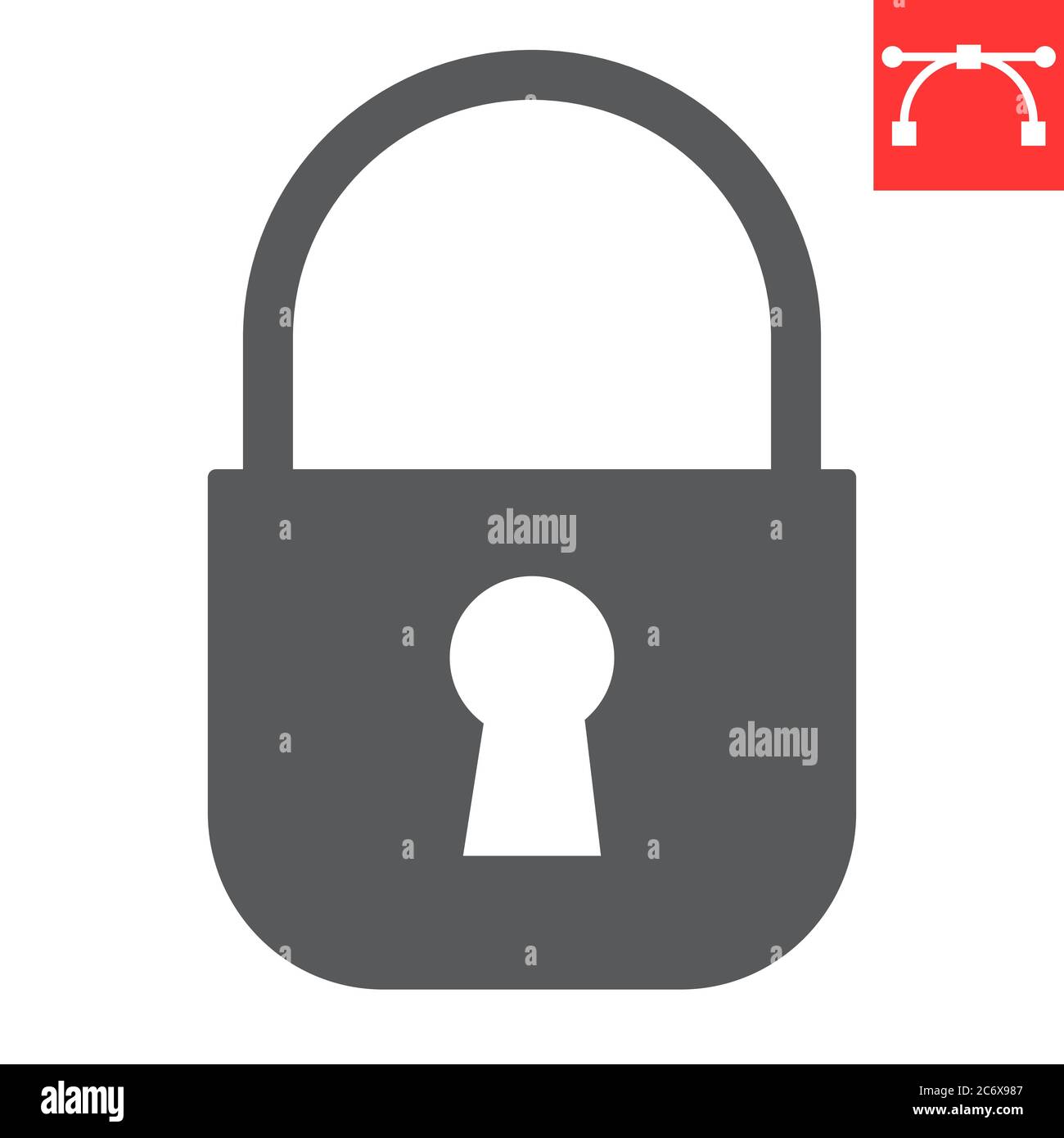 Lock glyph icon, ui and button, padlock sign vector graphics, editable ...