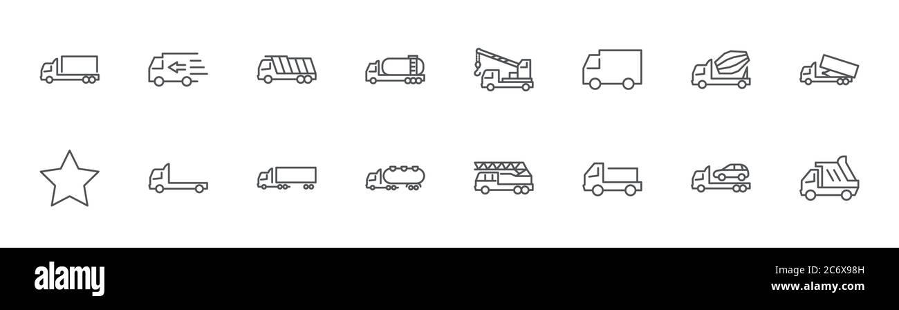 Truck Transport Line Icons. Icon Truck, Transportation Delivery ...