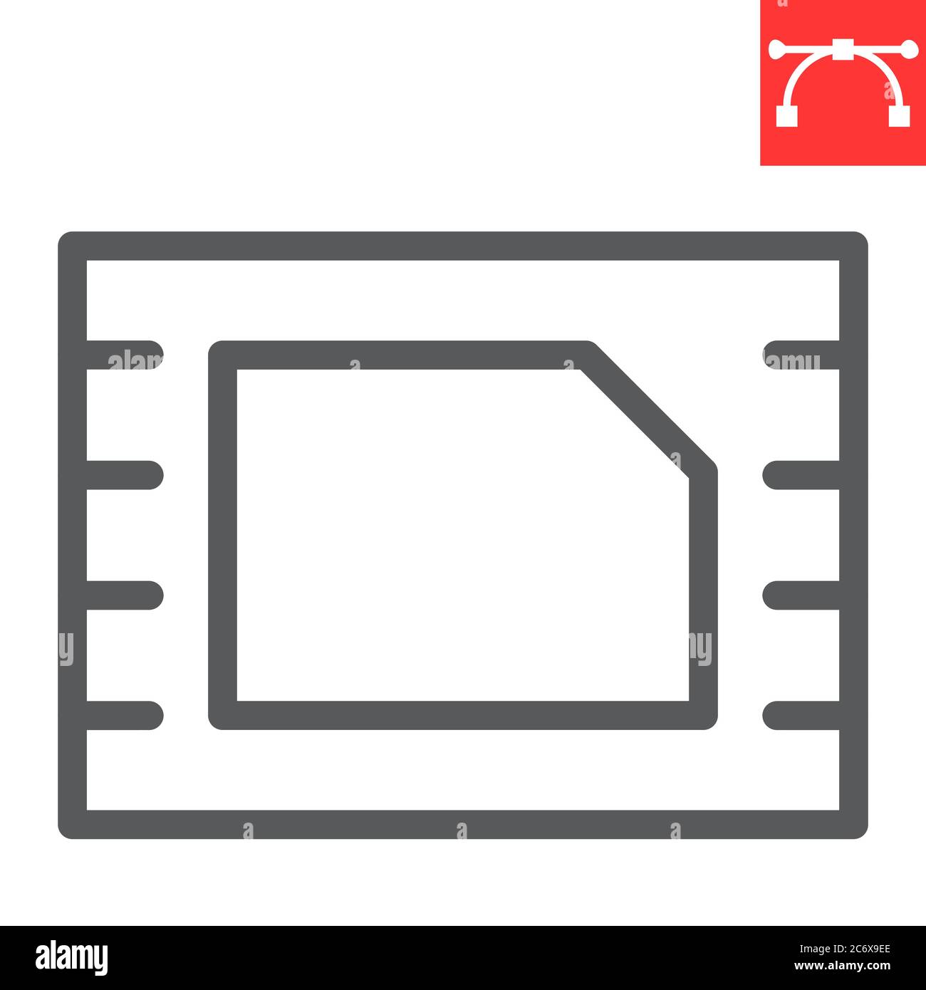 eSIM line icon, ui and button, Embedded SIM card sign vector graphics ...
