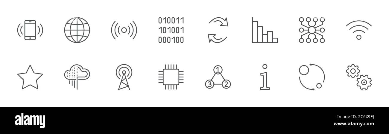 Data Analysis Technology Line Icons. Icon Charts, Wi-fi, Graphs. Editable Stroke Stock Vector ...