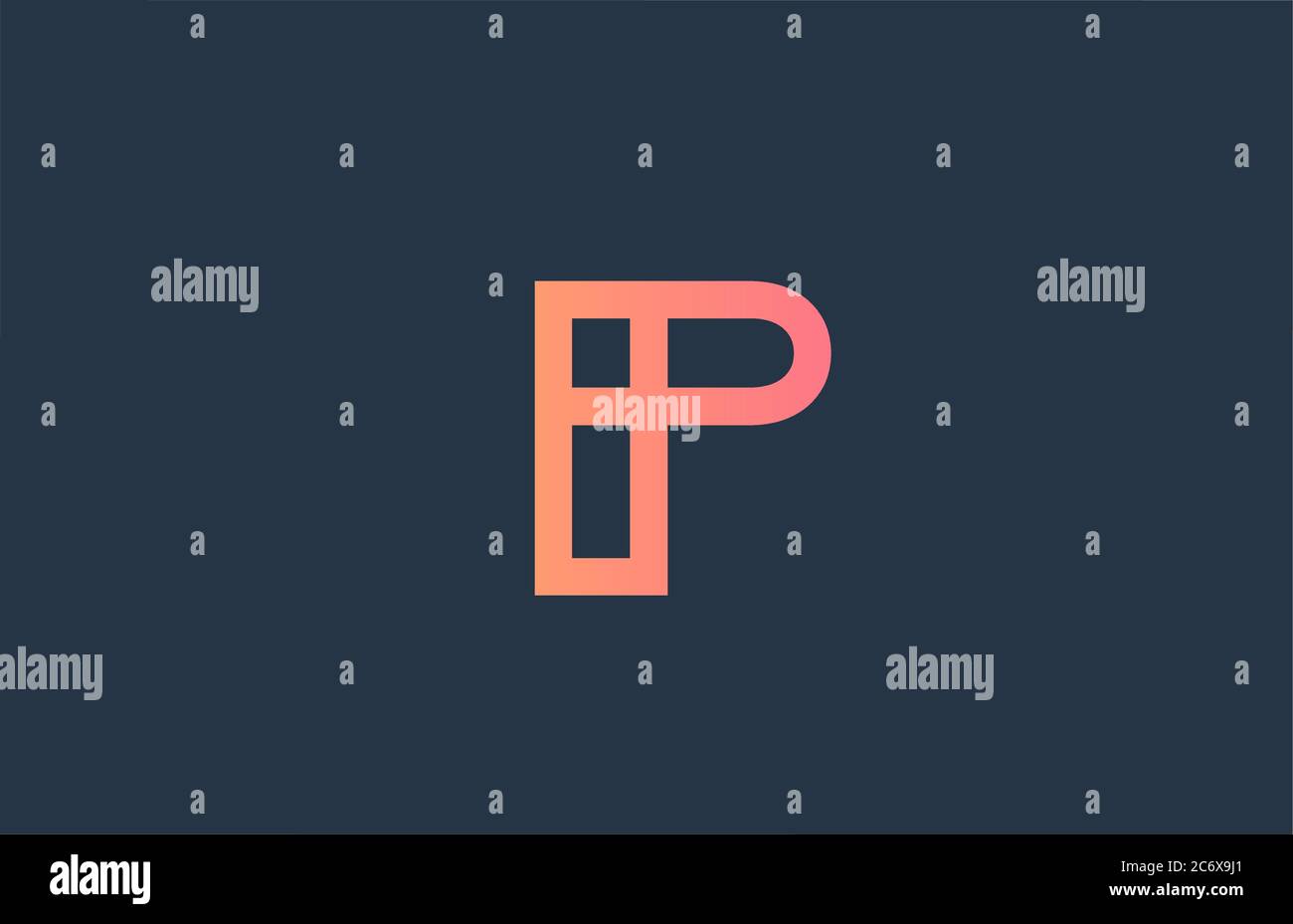 pink alphabet letter logo P icon for company and business. Simple line ...