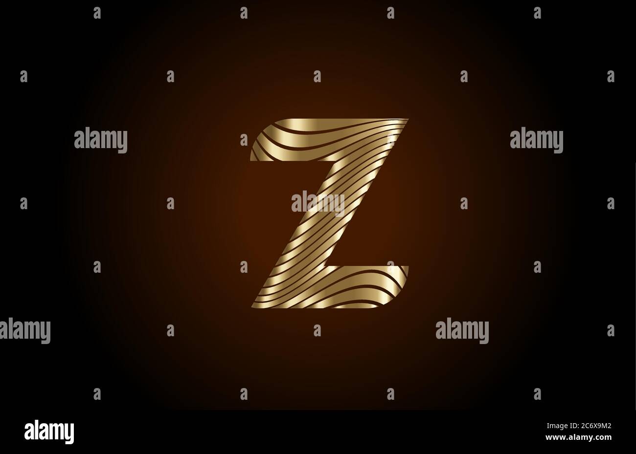 Z yellow alphabet letter logo icon for company. Metallic gold line ...