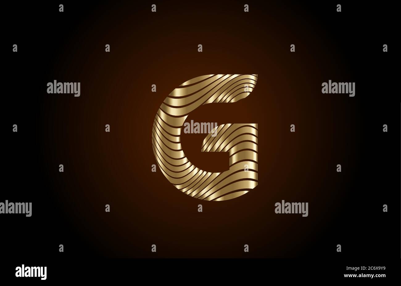 G yellow alphabet letter logo icon for company. Metallic gold line ...