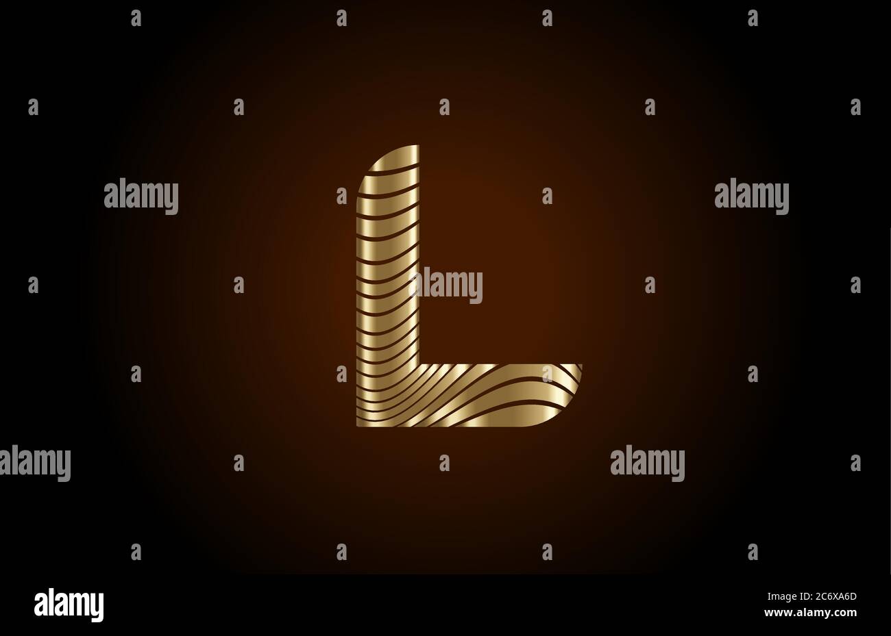 L yellow alphabet letter logo icon for company. Metallic gold line ...