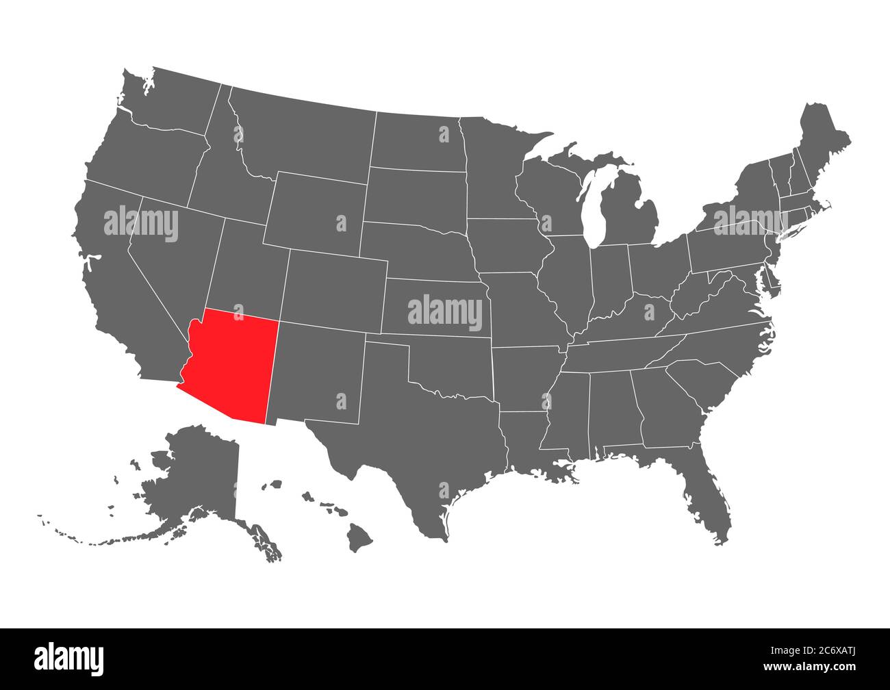 Arizona vector map silhouette. High detailed illustration. United state ...