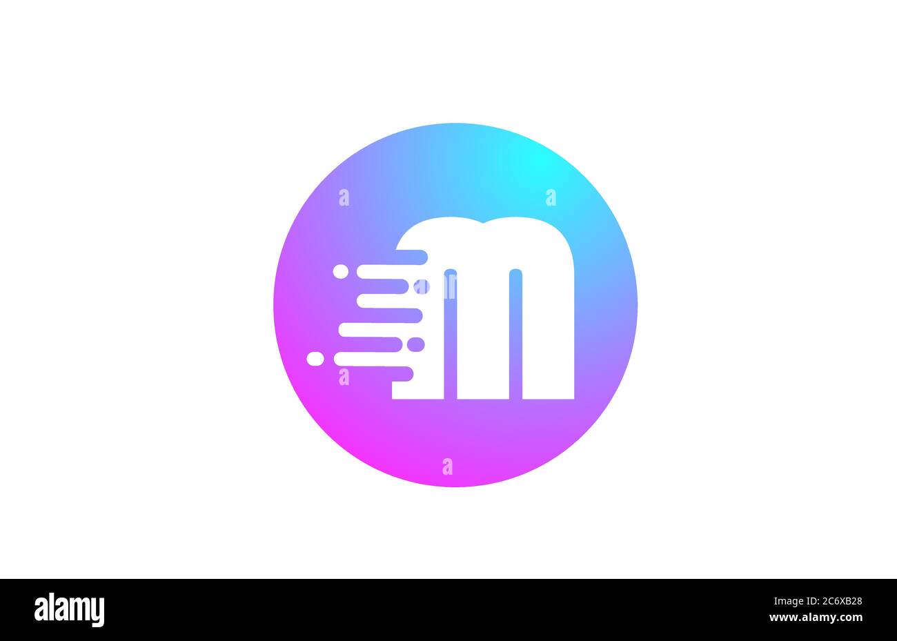 M alphabet letter logo for business and company. Blue pink circle ...