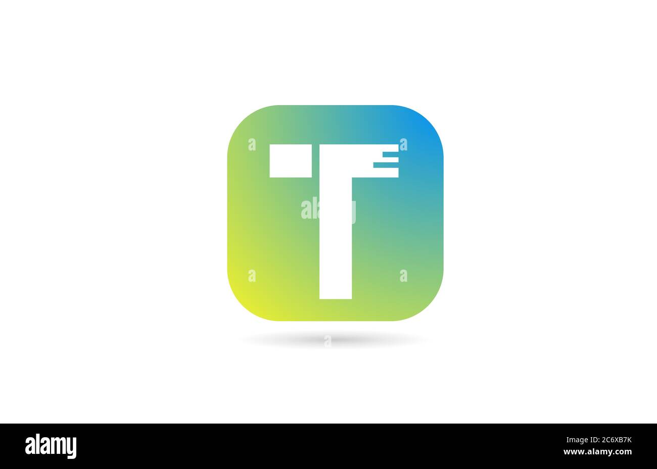 green blue T alphabet letter logo icon design for company and business ...