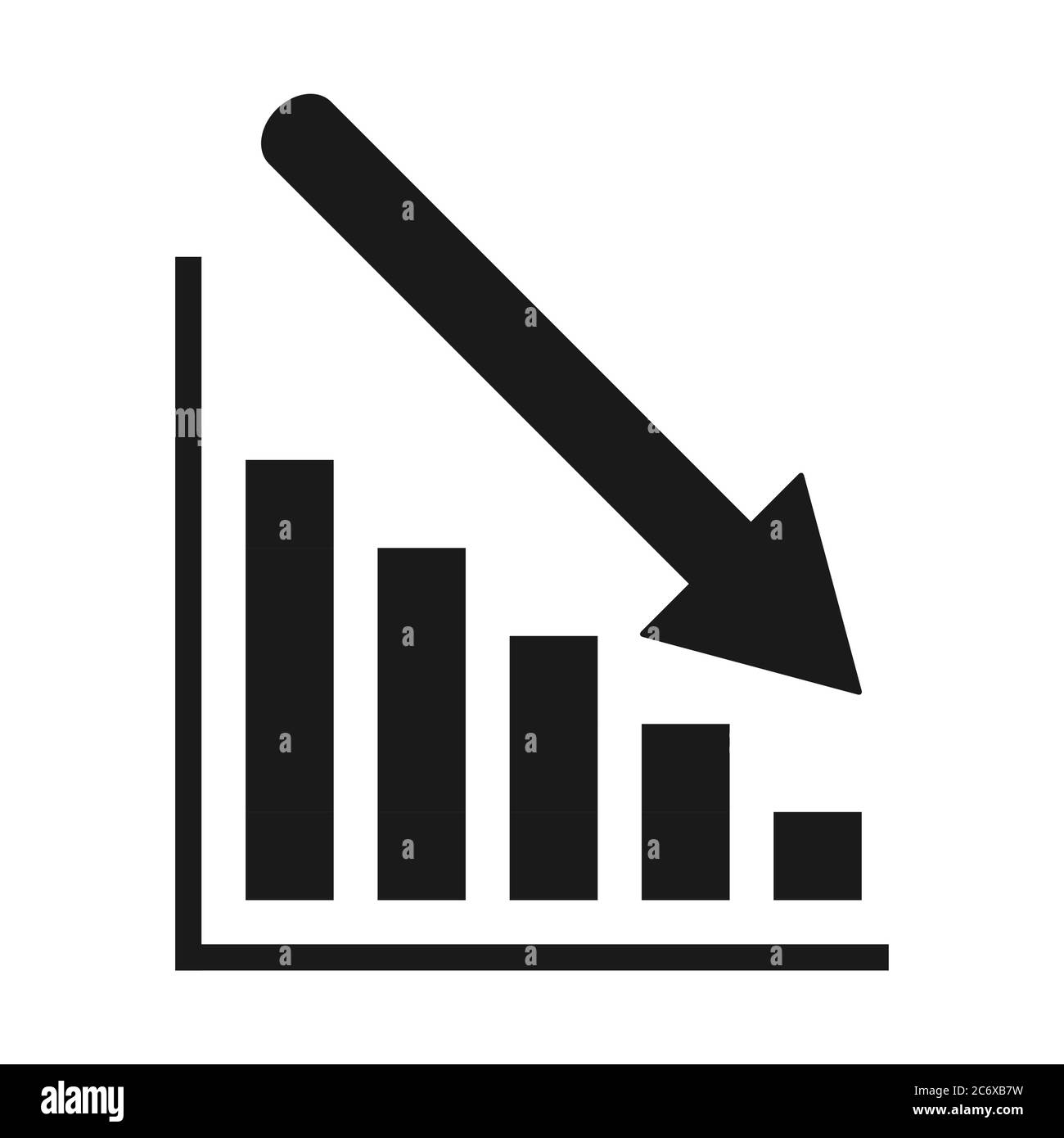 Loss, fall economic symbol, flat modern icon, isolated on white ...