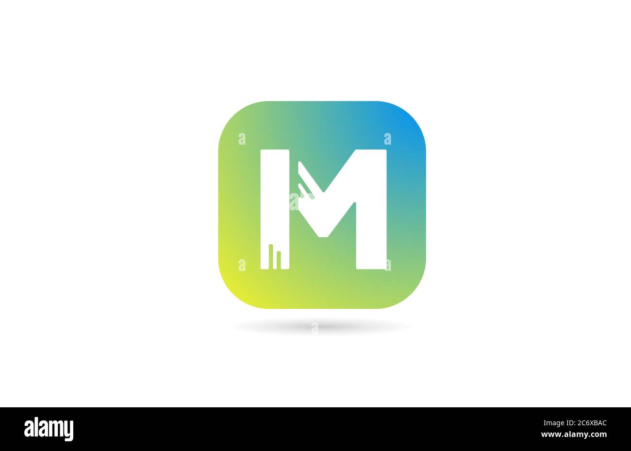 green blue M alphabet letter logo icon design for company and business ...