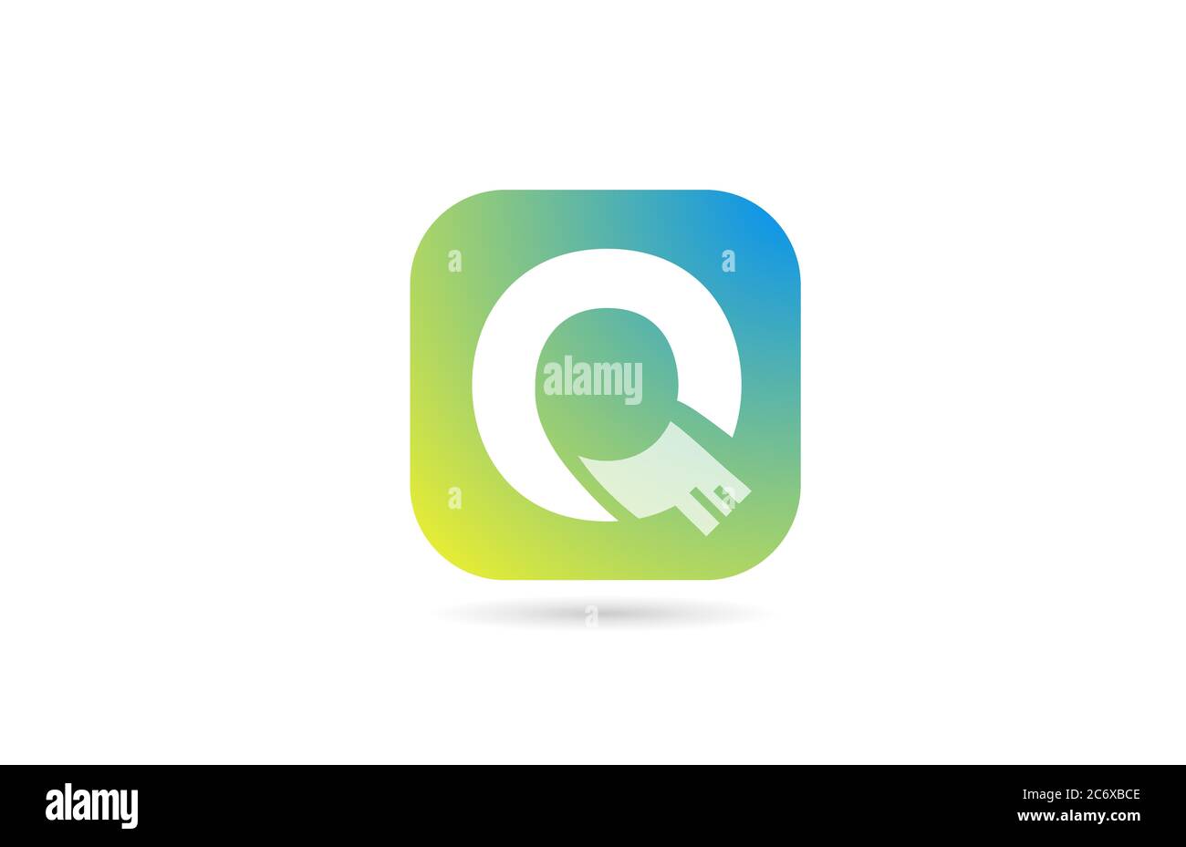 green blue Q alphabet letter logo icon design for company and business ...