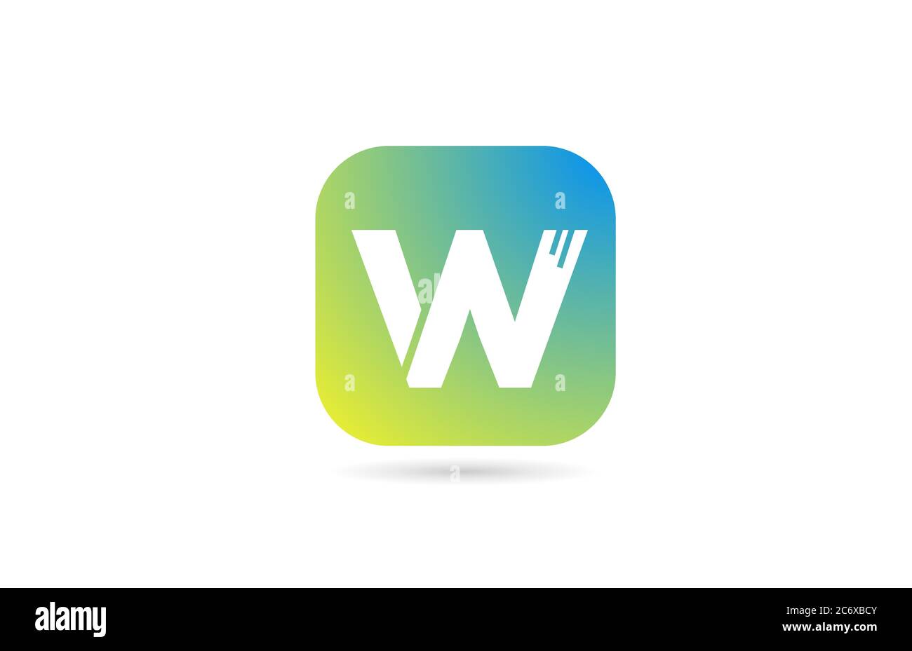 green blue W alphabet letter logo icon design for company and business ...