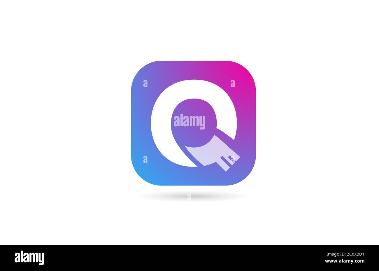 square Q alphabet letter logo for business and company. Pink blue ...