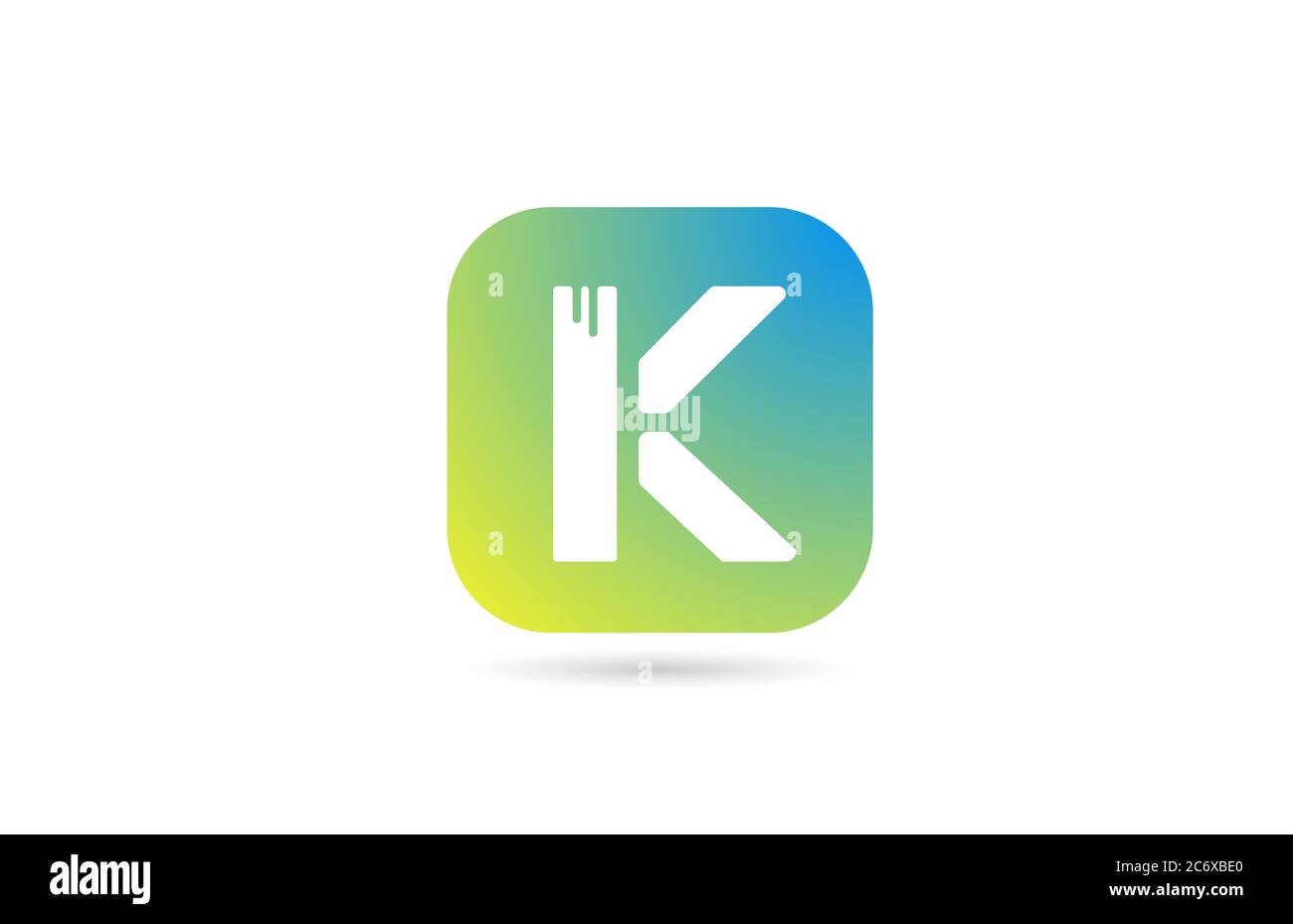 green blue K alphabet letter logo icon design for company and business ...