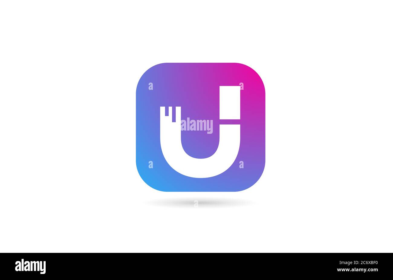 square U alphabet letter logo for business and company. Pink blue ...