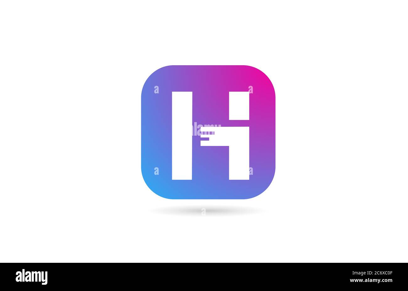 square H alphabet letter logo for business and company. Pink blue ...