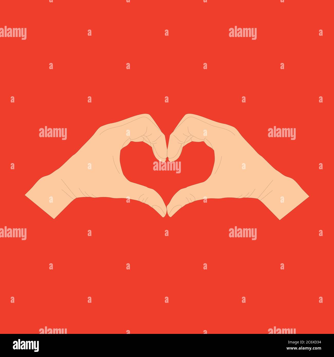 human hand gestures isolated on a red background. Vector flat ...