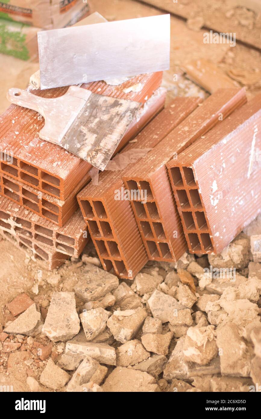 Building renovation works in appartment showing refurbishments works by ...