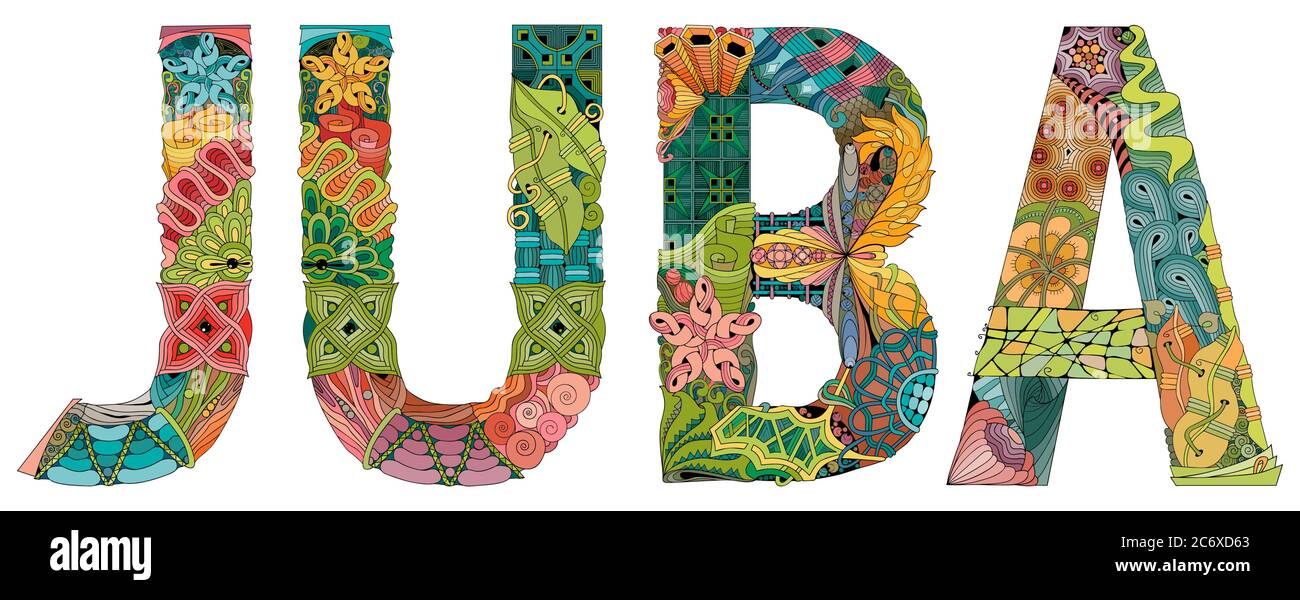 Hand-painted art design. Illustration Juba city is the capital of South ...