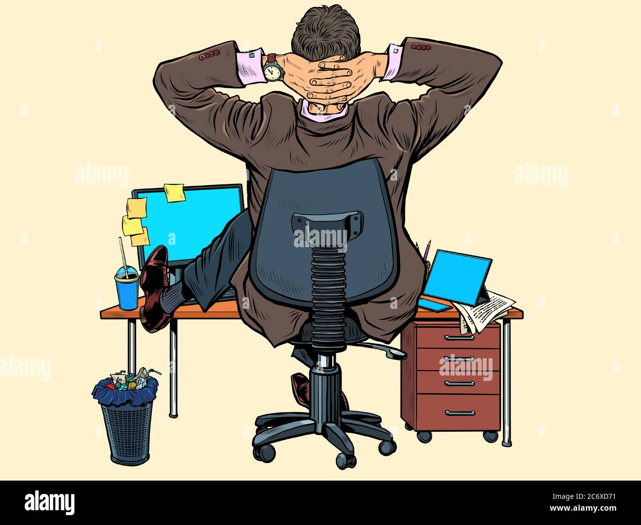Giant businessman at the office Desk Stock Vector Image & Art - Alamy