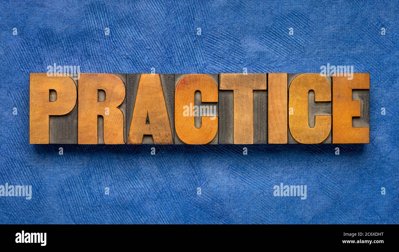 practice - word abstract in vintage letterpress wood type blocks ...