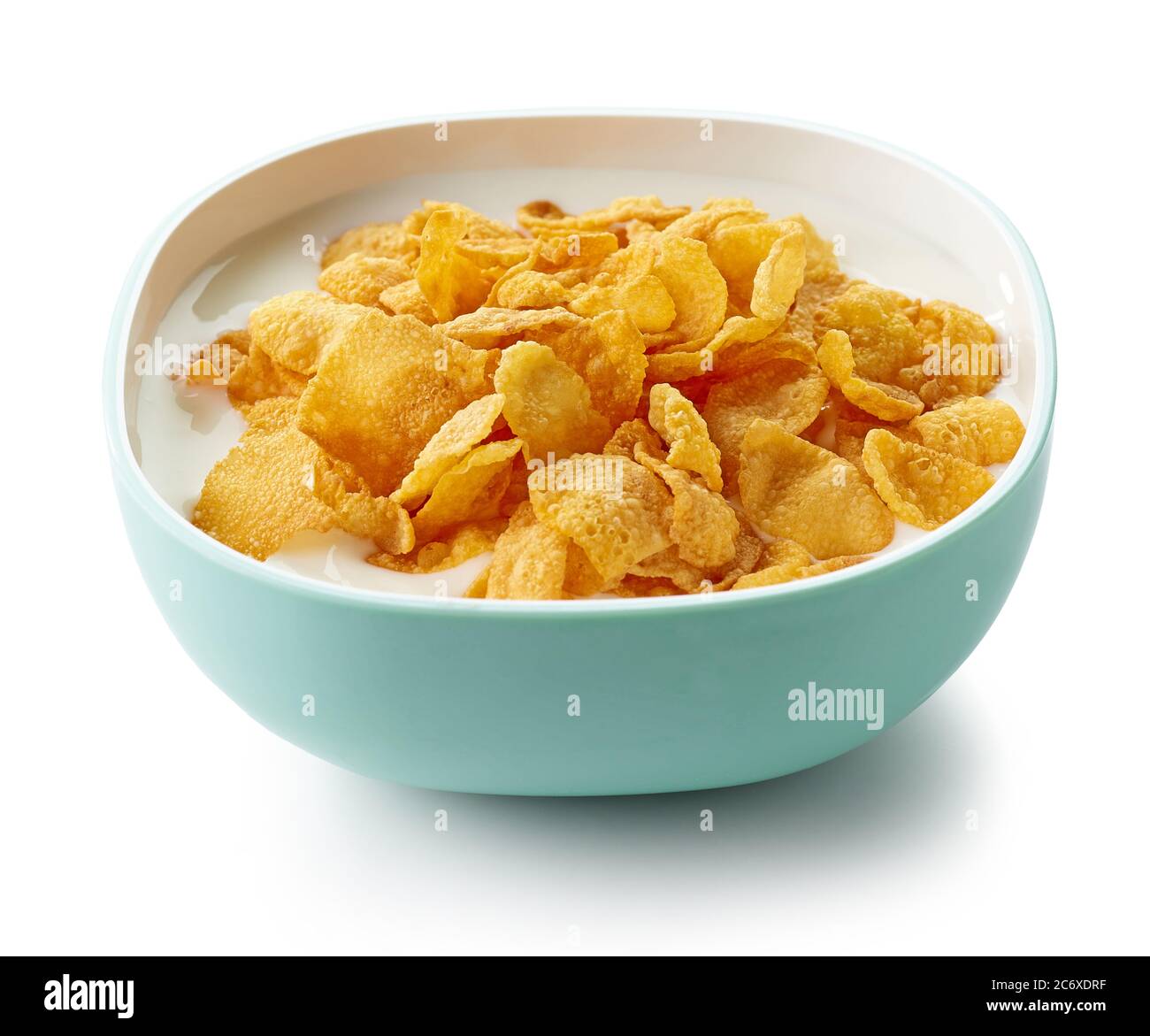 bowl of cornflakes with milk isolated on white background Stock Photo ...