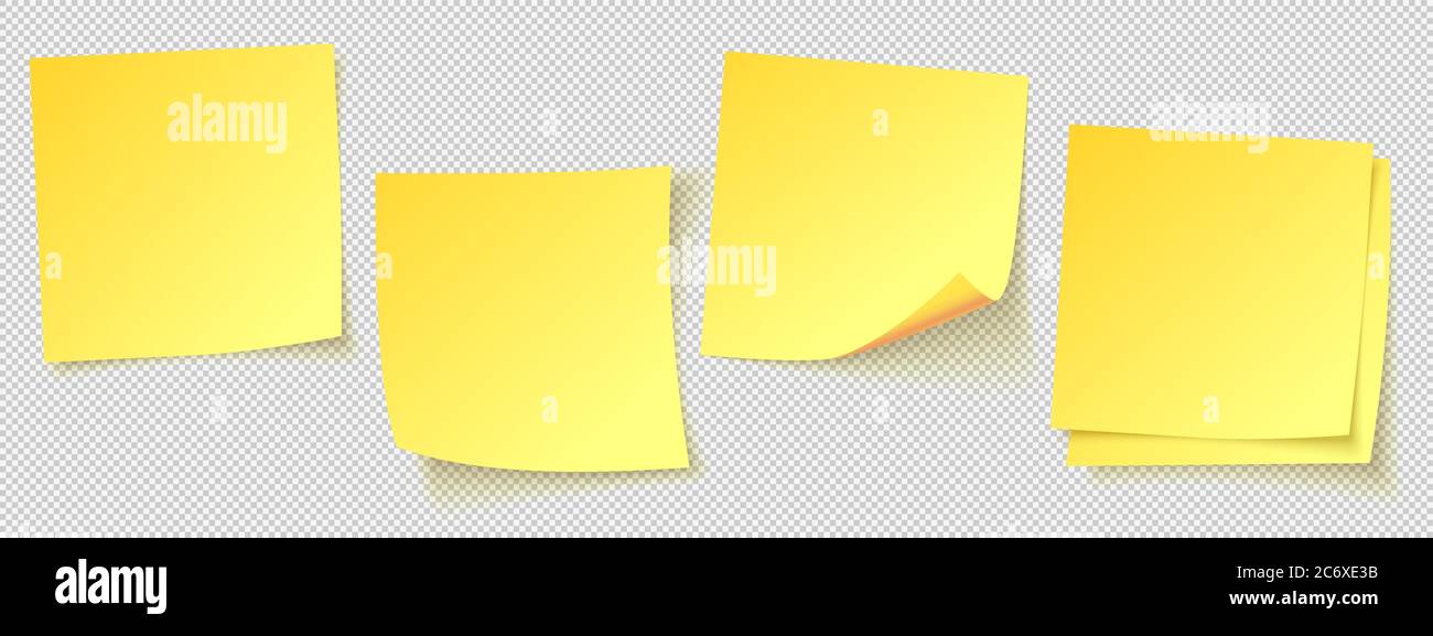 Yellow sticky notes. Realistic square paper reminders with shadow ...