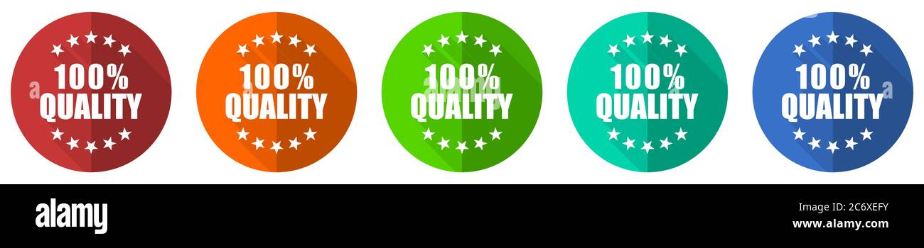 Quality icon set, red, blue, green and orange flat design web buttons ...