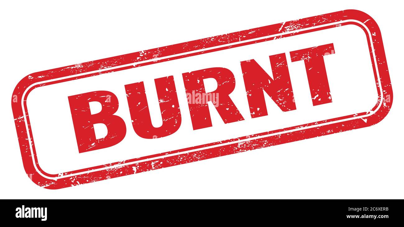 BURNT red grungy rectangle stamp sign Stock Photo - Alamy