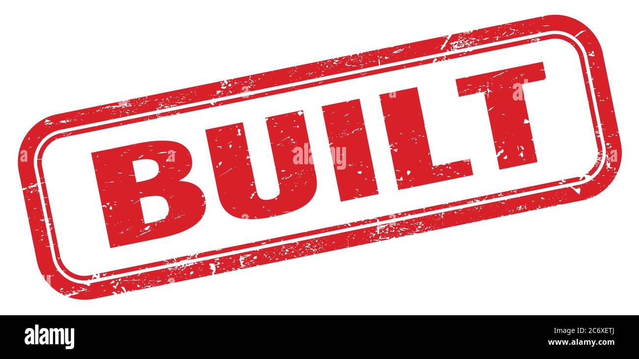 BUILT red grungy rectangle stamp sign Stock Photo - Alamy