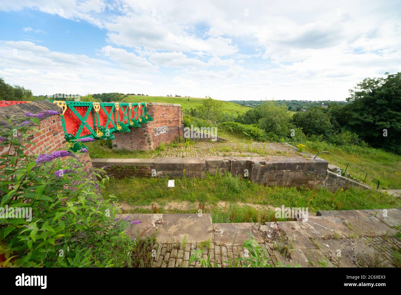 Meccano bridge at Nob End Locks in Prestolee, Bolton, a bridge built ...