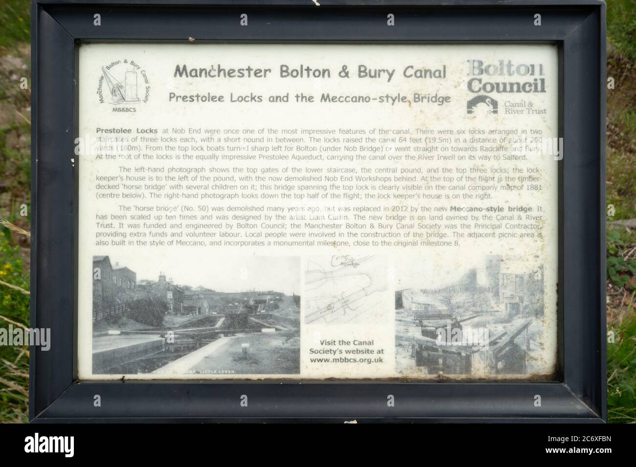 Information sign at Meccano bridge at Nob End Locks in Prestolee ...