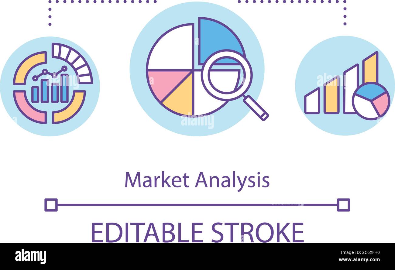 Market analysis concept icon. Business research. Commercial report ...
