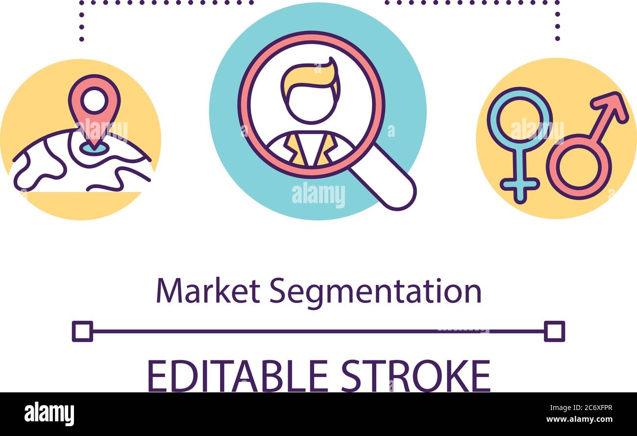Market segmentation concept icon. Audience analysis. Gender separation for sales. Product ...