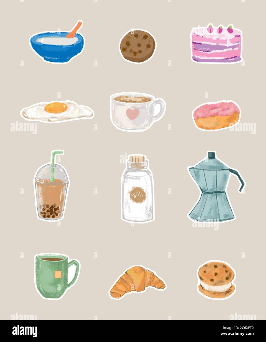 Super cute set of food - Good morning collection, food and drinks ...