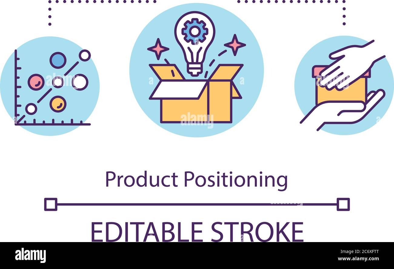 Product positioning concept icon. Merchandise launch. Sales and trade ...