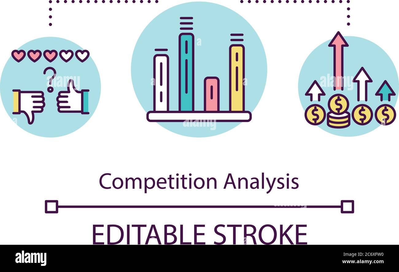 Competition analysis concept icon. Accounting and financial research ...