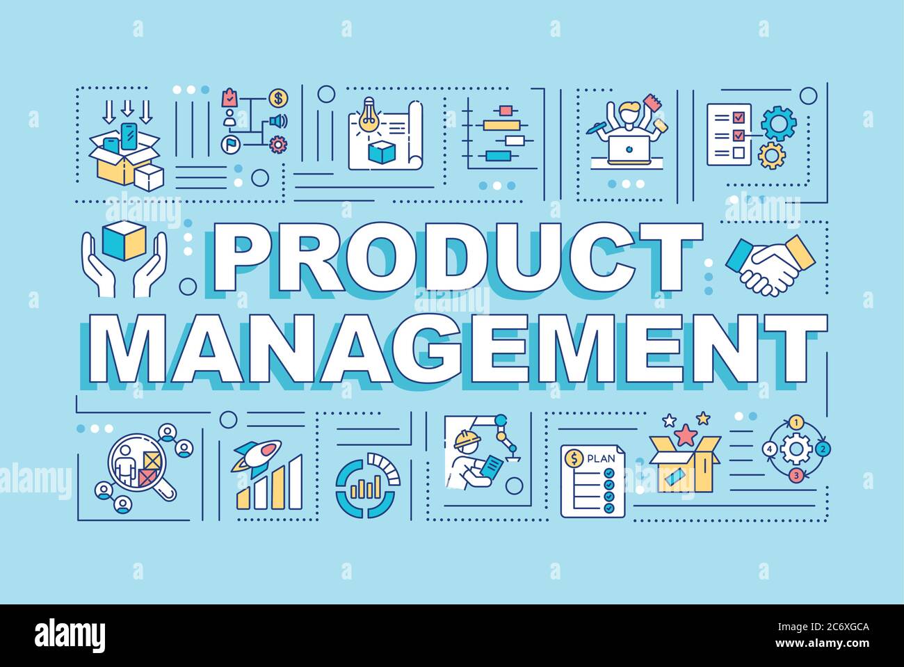 Product management word concepts banner. Marketing professional ...